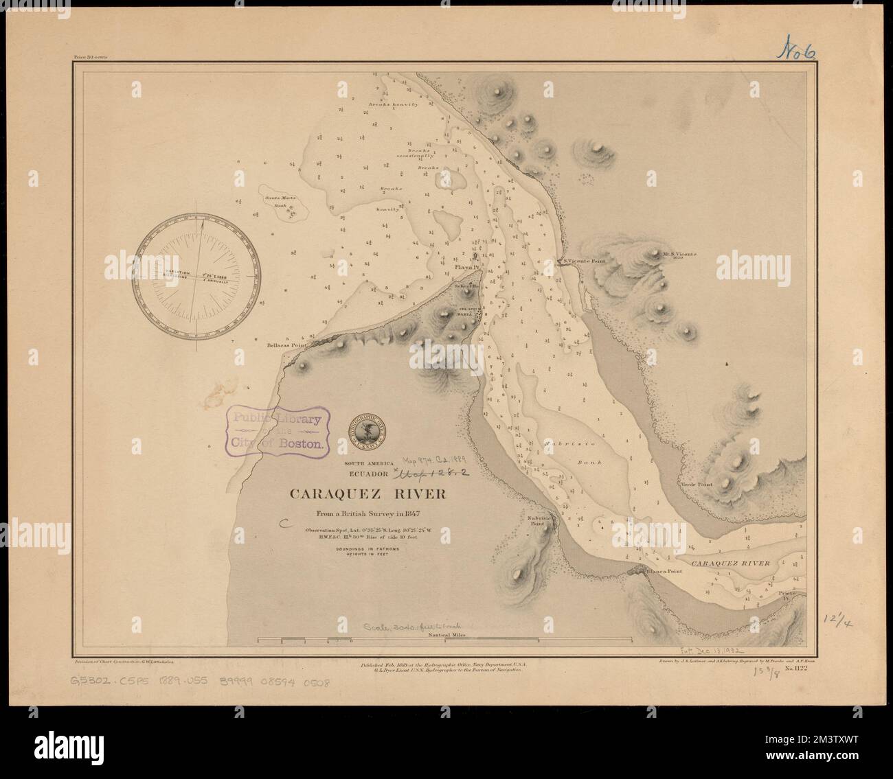 South America, Ecuador, Caraquez River : from a British survey in 1847 ...