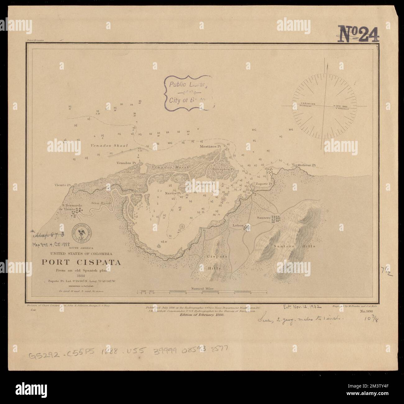 South America, United States of Colombia, Port Cispata, from an old ...