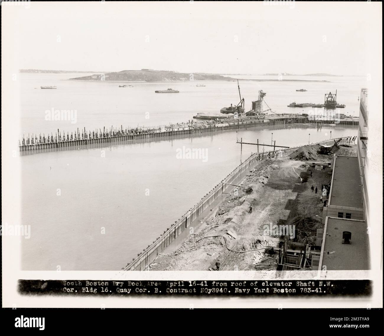 South Boston Dry Dock Area April 16-41 from roof of elevator shaft NW ...