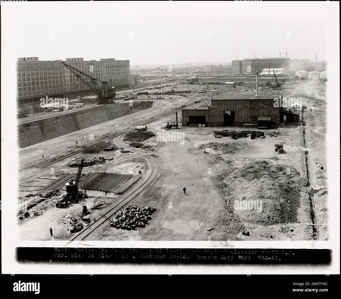 South Boston Dry Dock Area April 16-41 from roof of elevator shaft NW ...