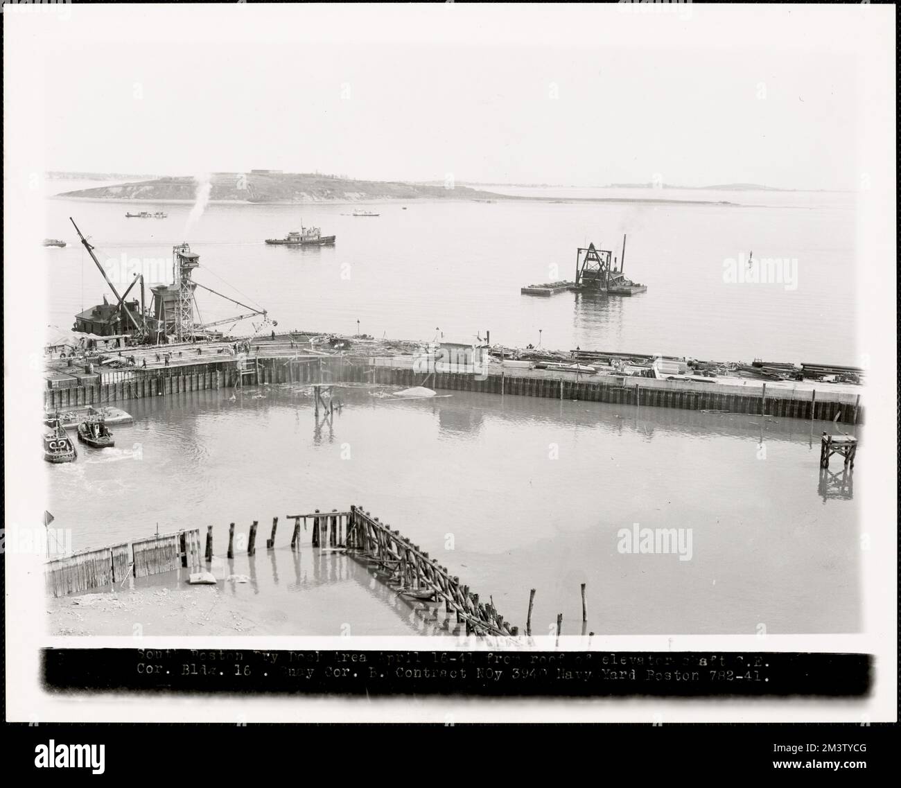 South Boston Dry Dock Area April 16-41 from roof of elevator shaft SE ...