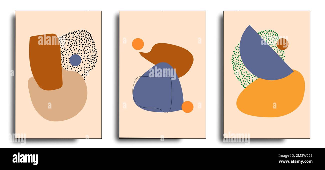 Boho Abstract Wall Art Prints. Abstract botanical poster set ...