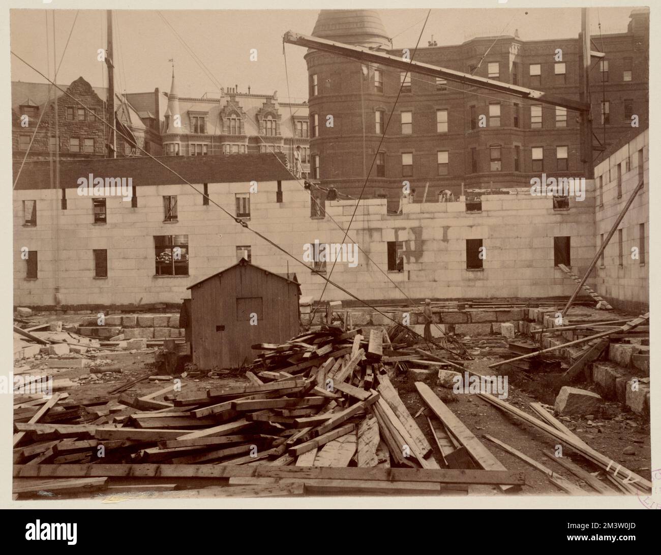 South wall of the Courtyard, construction of the McKim Building ...