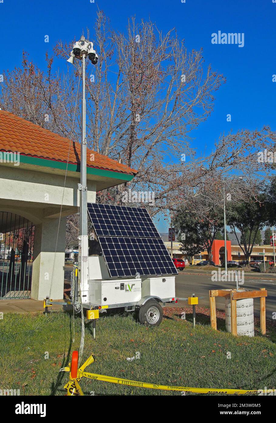solar powered, Live View video surveillance cameras at a shopping ...