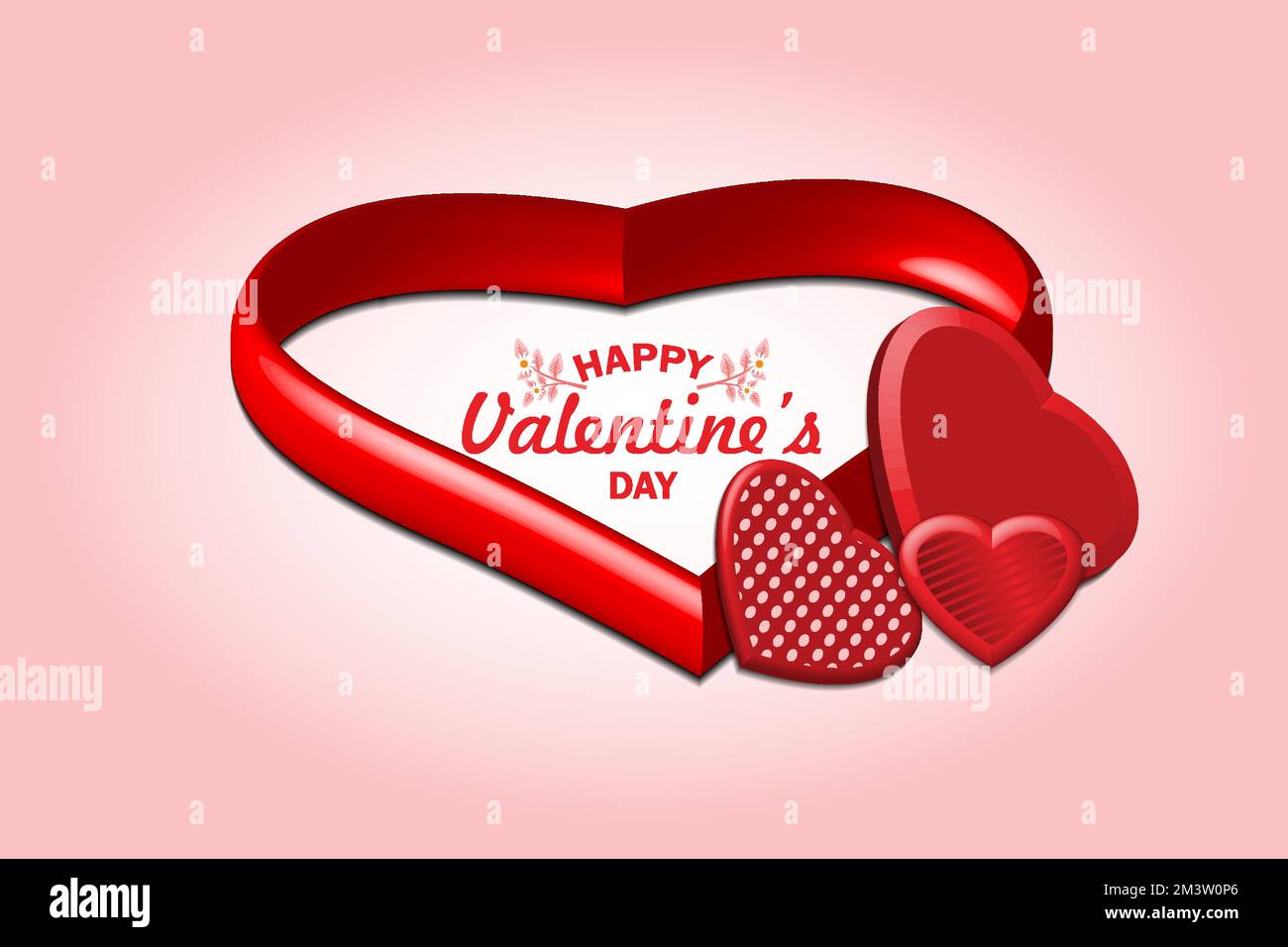 Modern Valentine's Day banner, with romantic inscription Happy ...