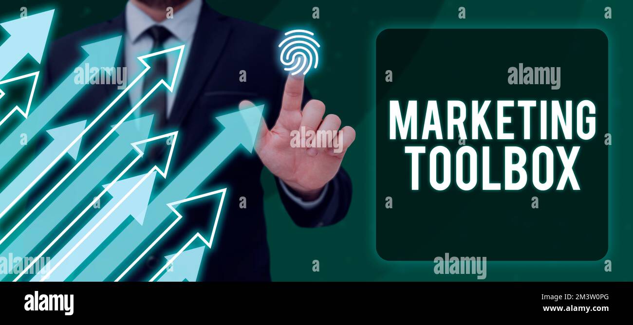 Inspiration showing sign Marketing Toolbox. Word for Means in promoting ...