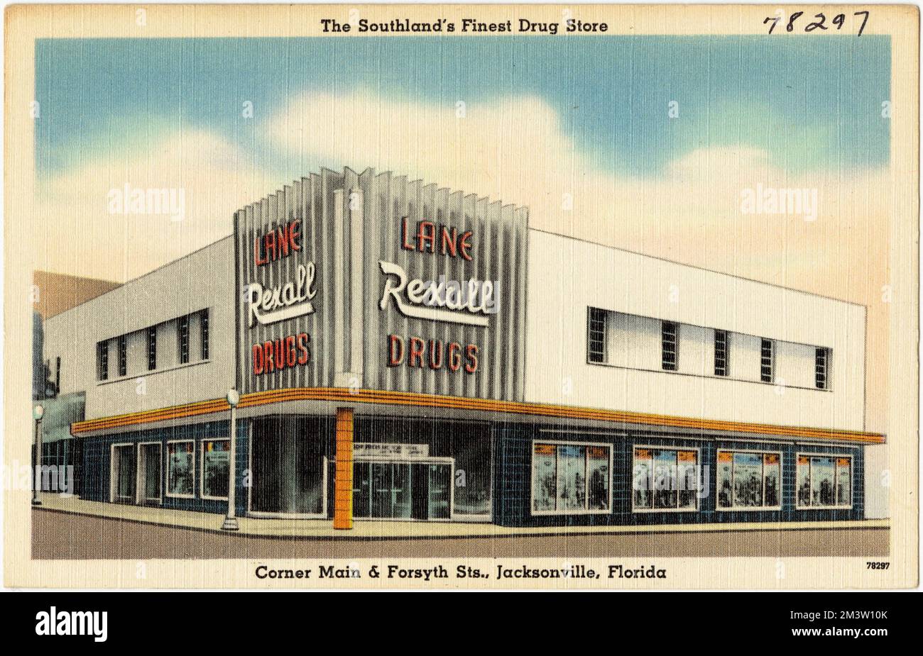 The southland's finest drug store. Lane Rexall Drugs, Corner Main ...