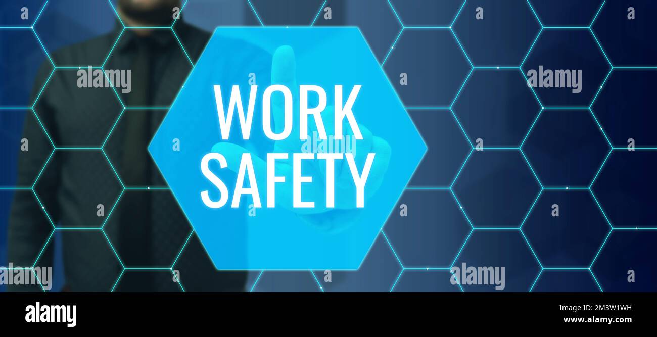 Sign displaying Work Safety. Word Written on Policies and control in ...