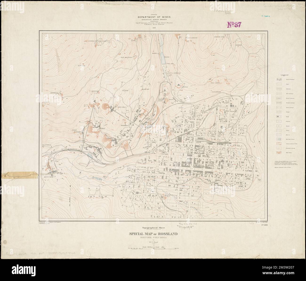 Special map of Rossland, British Columbia , Mines and mineral resources ...