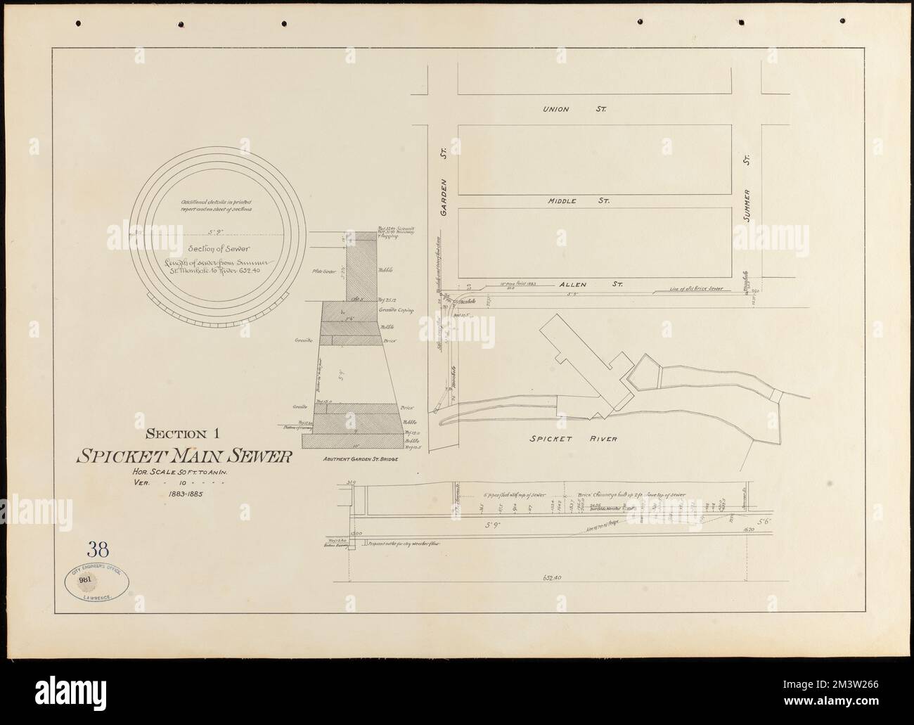Spicket Main Sewer, section 1 , Sewers, Streets. Lawrence Stock Photo ...