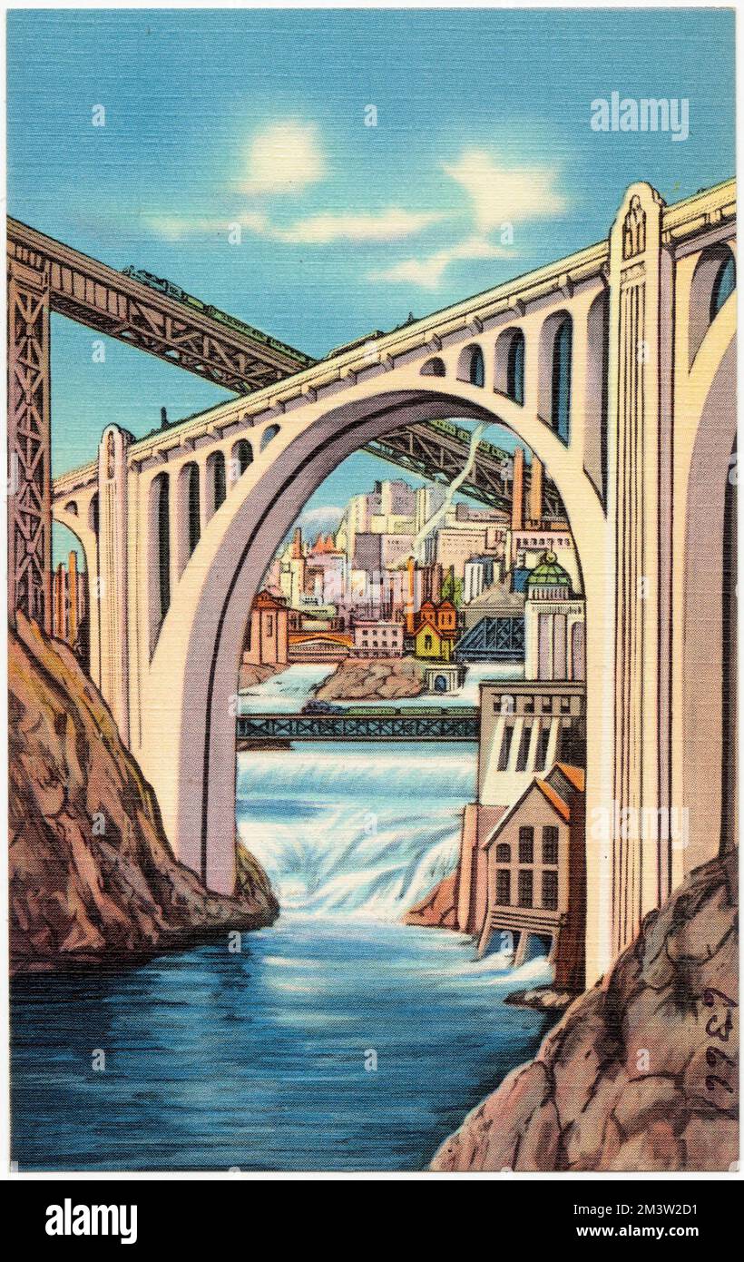 Spokane, Washington and falls, waterpower is enshrined in Spokane Falls ...