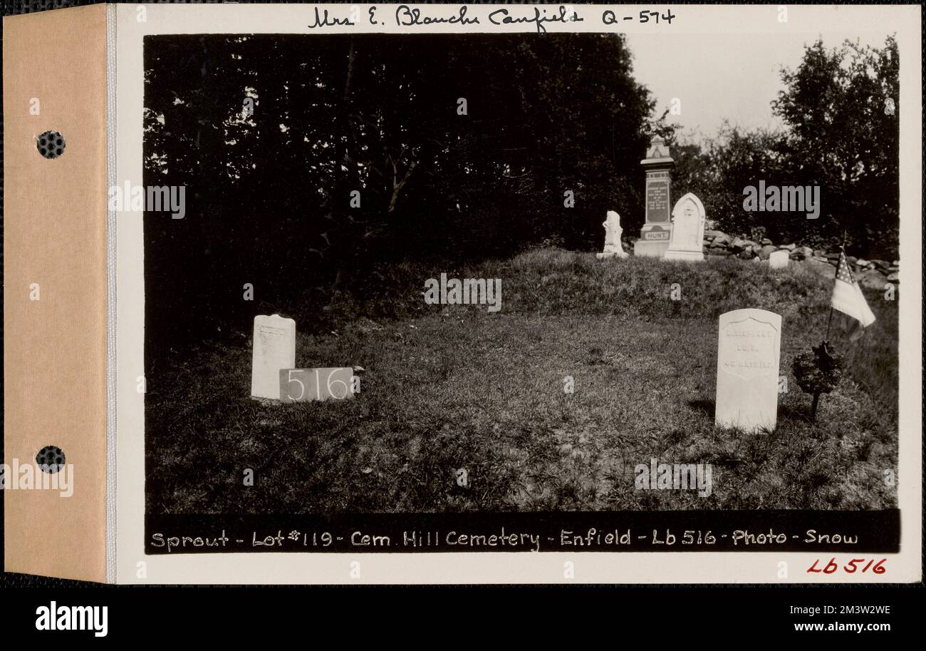 Sprout, Cemetery Hill Cemetery, lot 119, Enfield, Mass., ca. 1930-1931 ...
