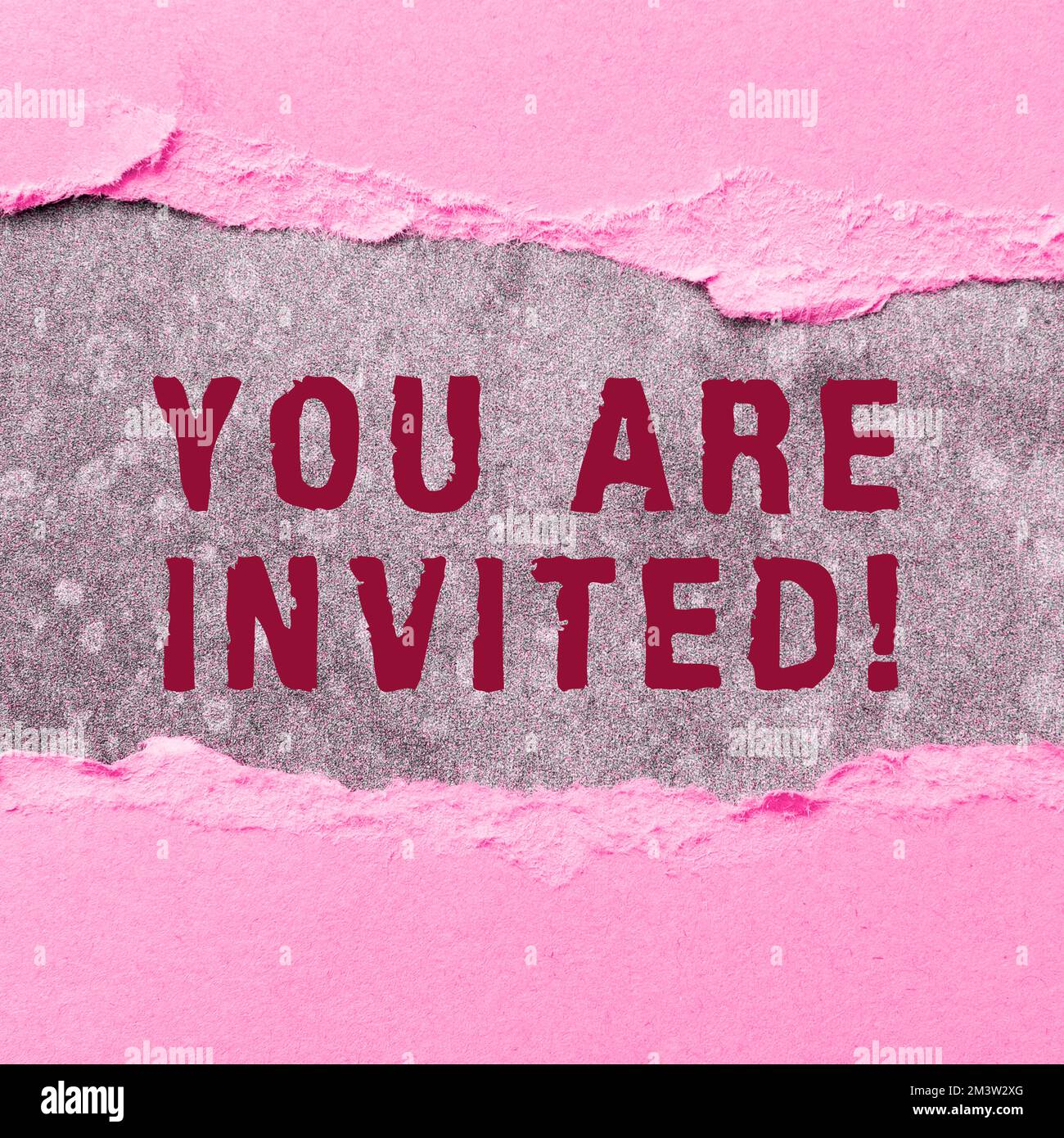Text caption presenting You Are Invited. Concept meaning Receiving and ...