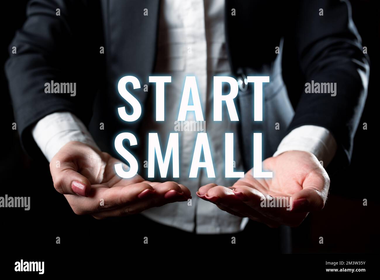 Hand writing sign Start Small, Business overview Small medium ...