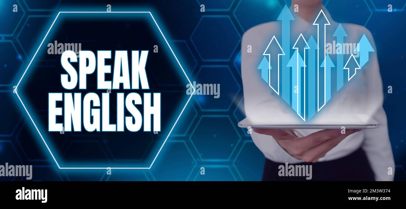 Hand writing sign speak english hi-res stock photography and images - Alamy