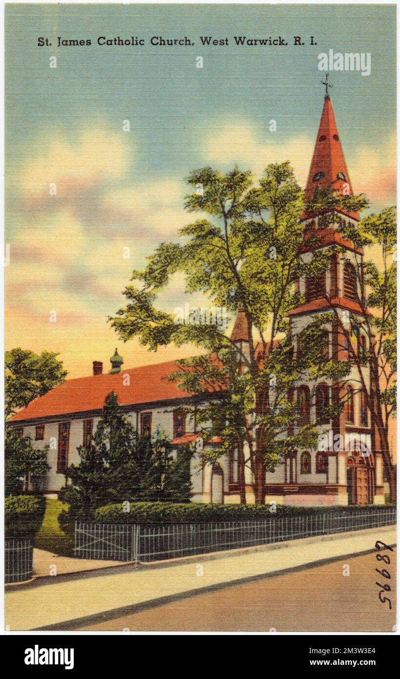 St. James Catholic Church, West Warwick, R.I. , Churches, Tichnor Brothers Collection, postcards ...