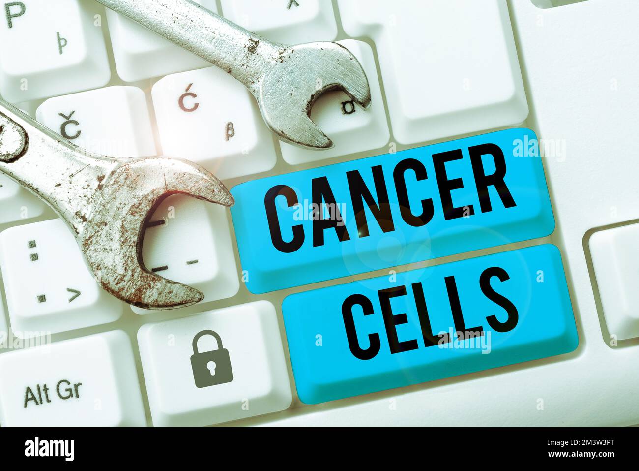 Hand writing sign Cancer Cells. Word for forming solid tumors or ...