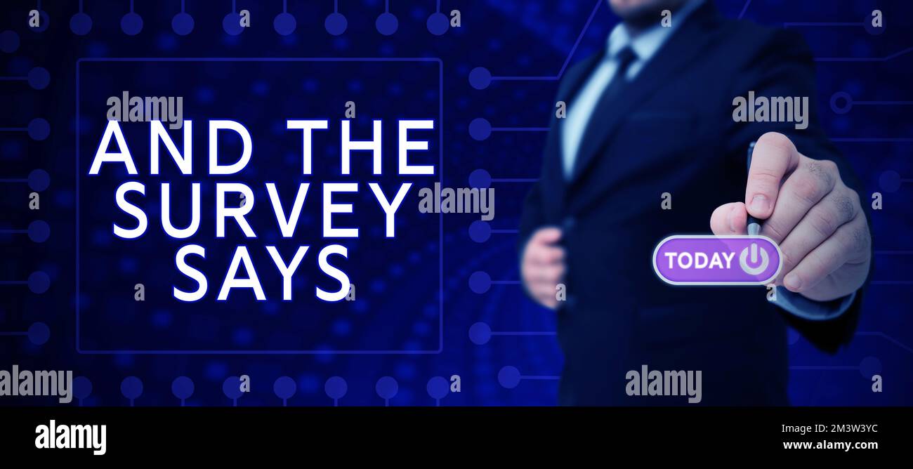 Inspiration showing sign And The Survey Says. Conceptual photo doing ...