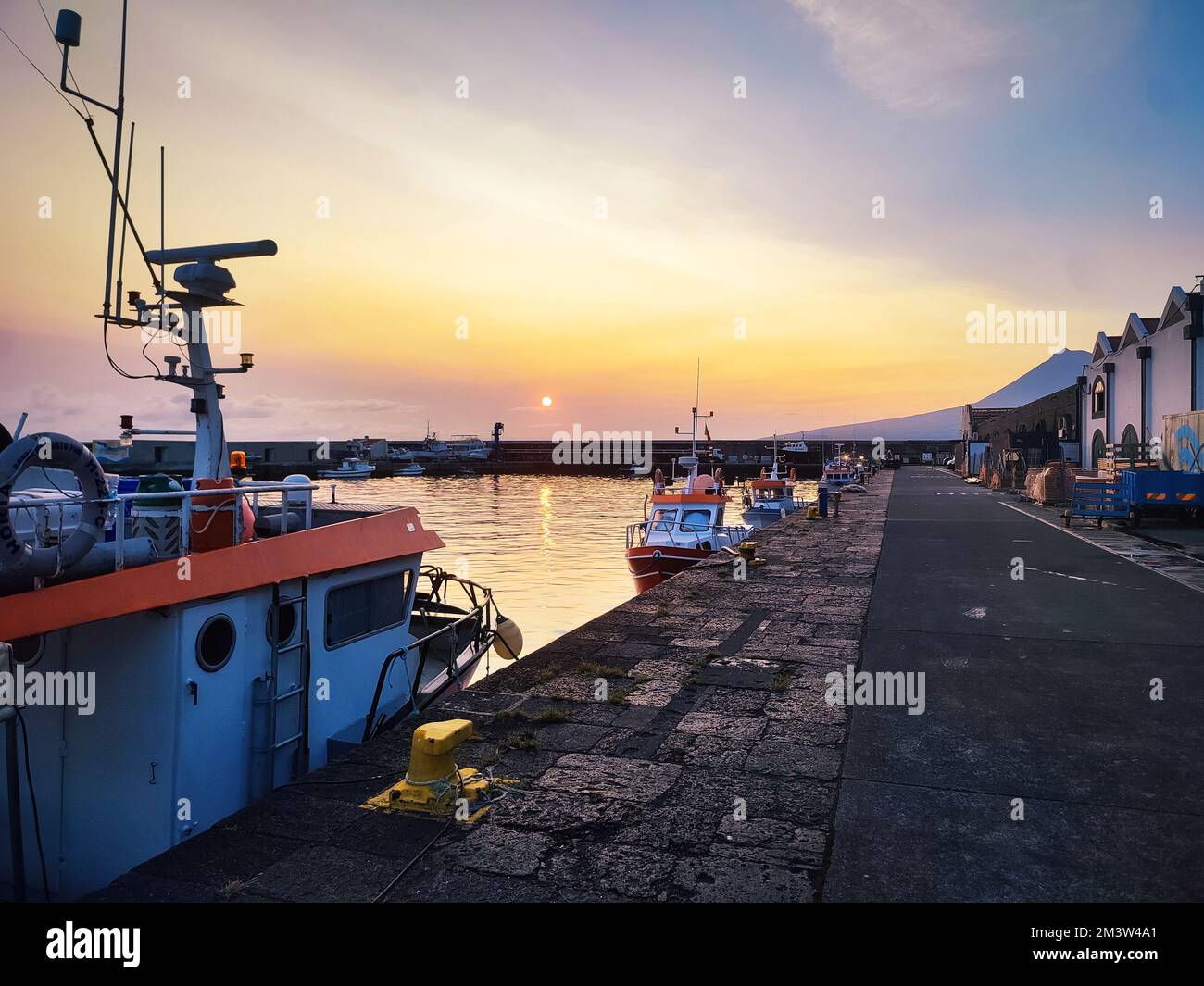 Sunshine at Faial Island docks Stock Photo - Alamy