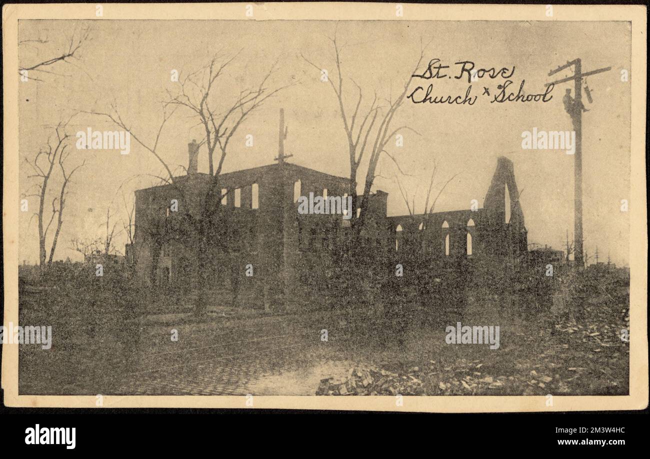 St. Rose Church + School , Fires, Ruins, Catholic churches, Schools ...