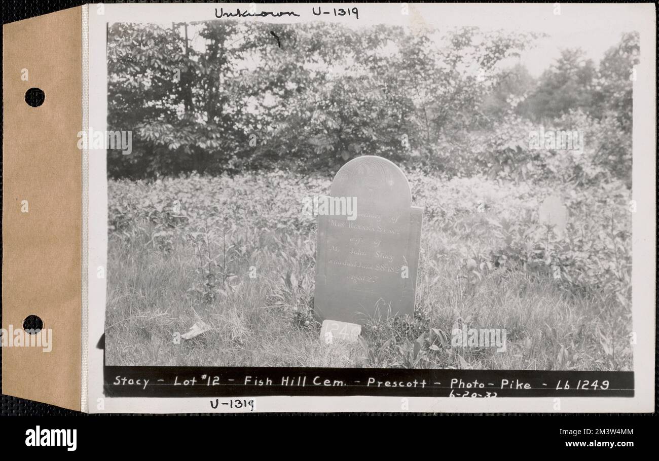 Stacy, Fish Hill Cemetery, lot 12, Prescott, Mass., June 20, 1932 ...
