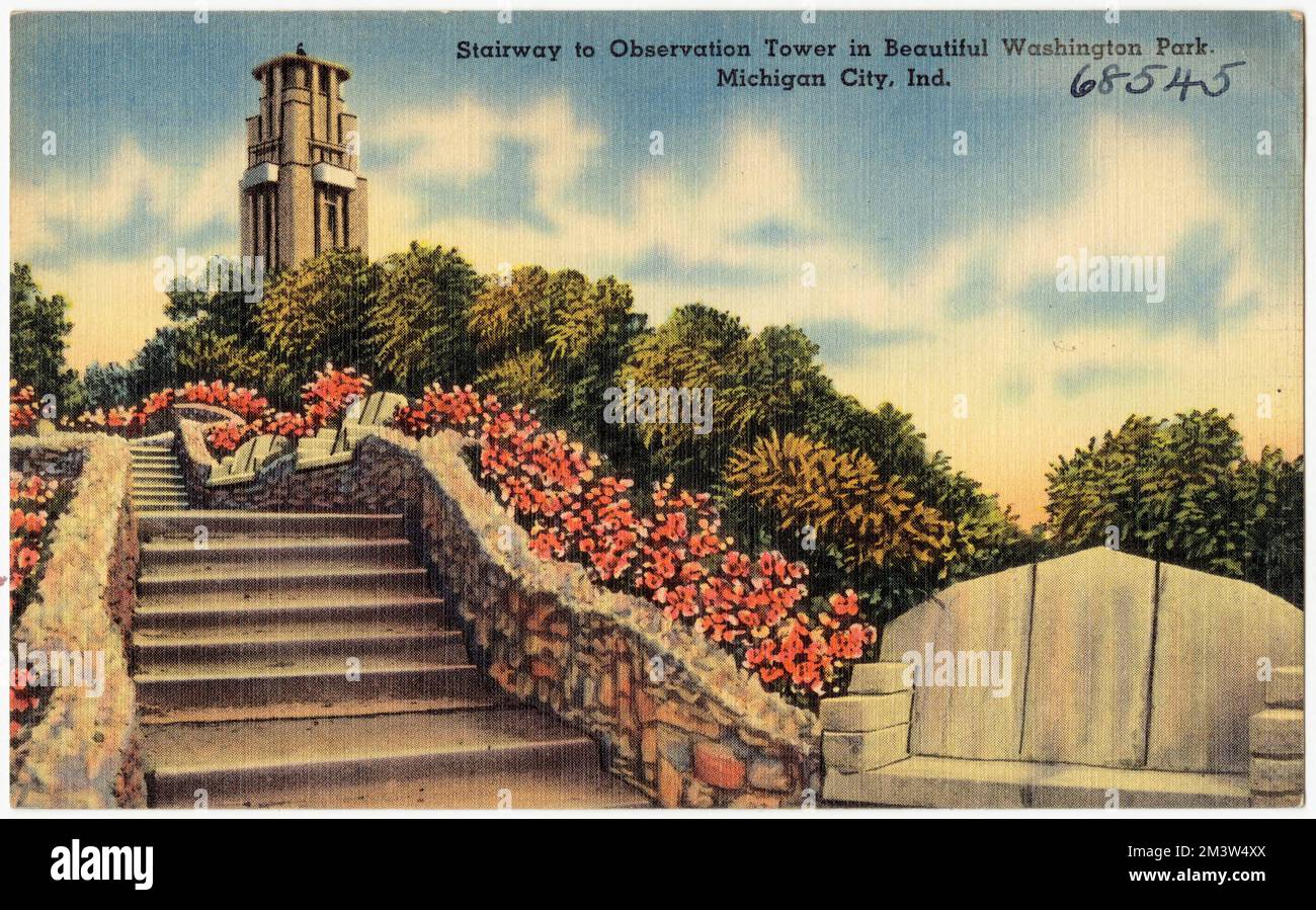 Stairway to Observation Tower in beautiful Washington Park, Michigan ...