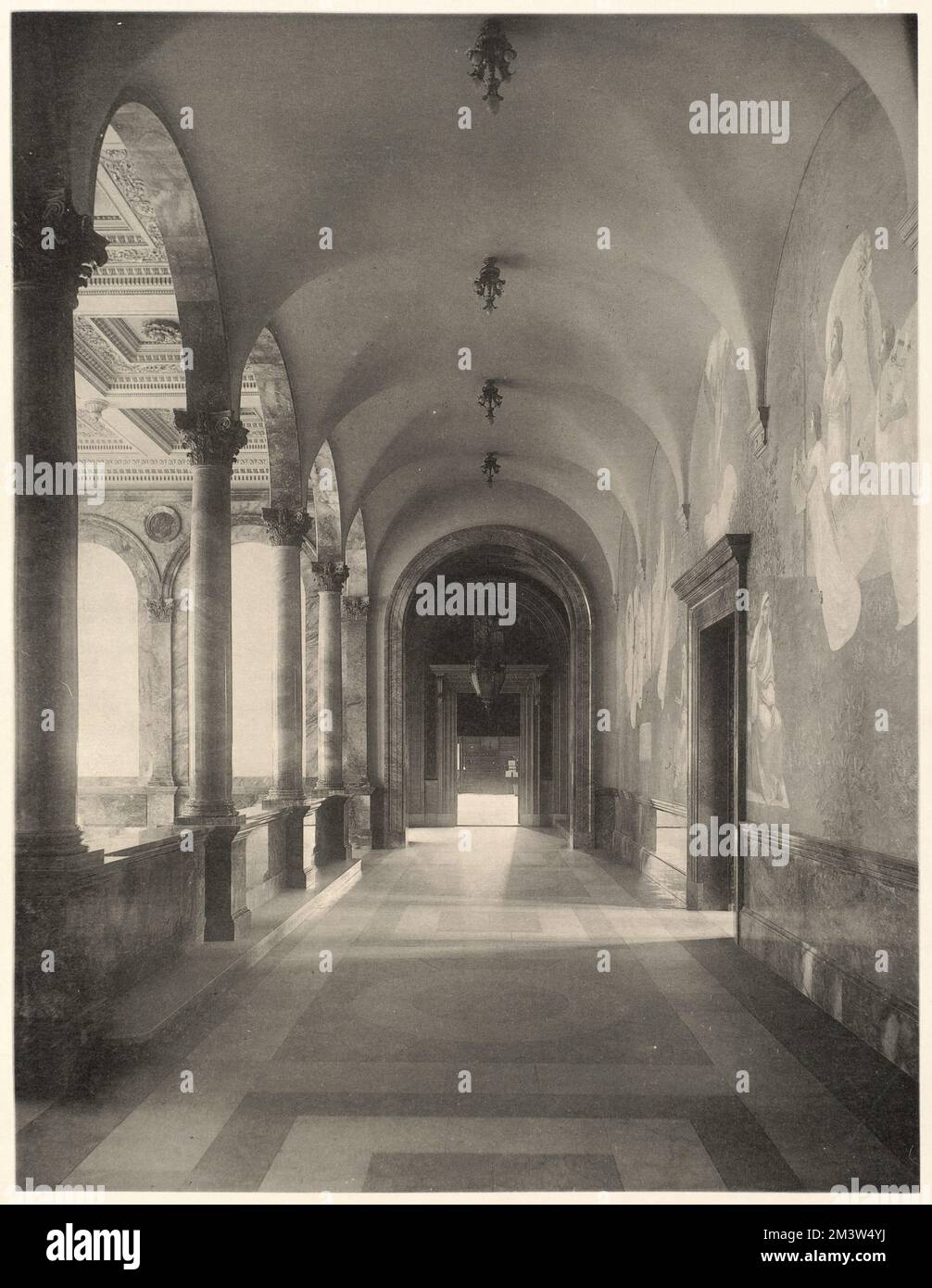 Staircase corridor. , Public libraries, Passageways, Boston Public ...