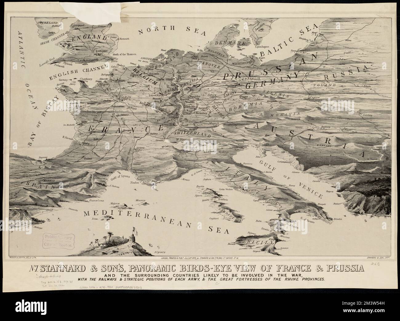 Stannard & Son's, panoramic birds-eye view of France & Prussia and the ...