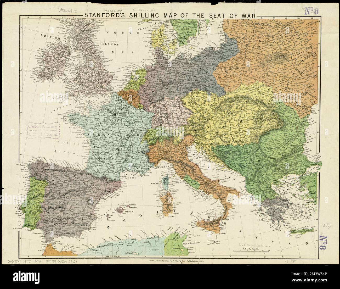 Stanford's shilling map of the seat of war , Franco-Prussian War, 1870 ...
