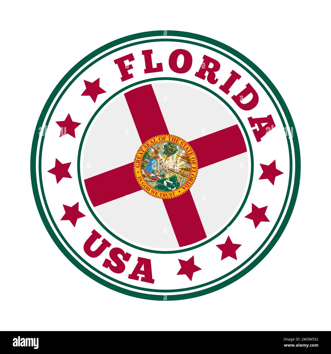 Florida sign. Round US state logo with flag of Florida. Vector illustration Stock Vector Image ...
