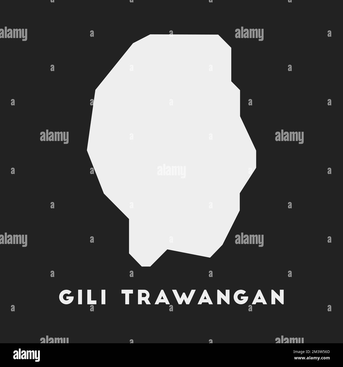 Gili Trawangan icon. Island map on dark background. Stylish Gili ...