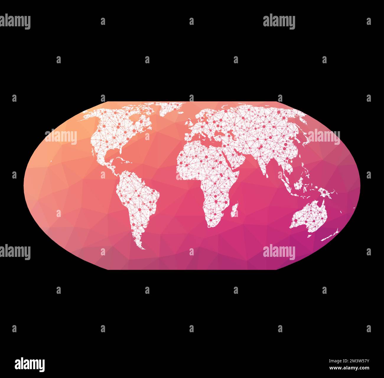 World Network Map Wagner Iv Projection Wired Globe In Wagner 4 Projection On Geometric Low