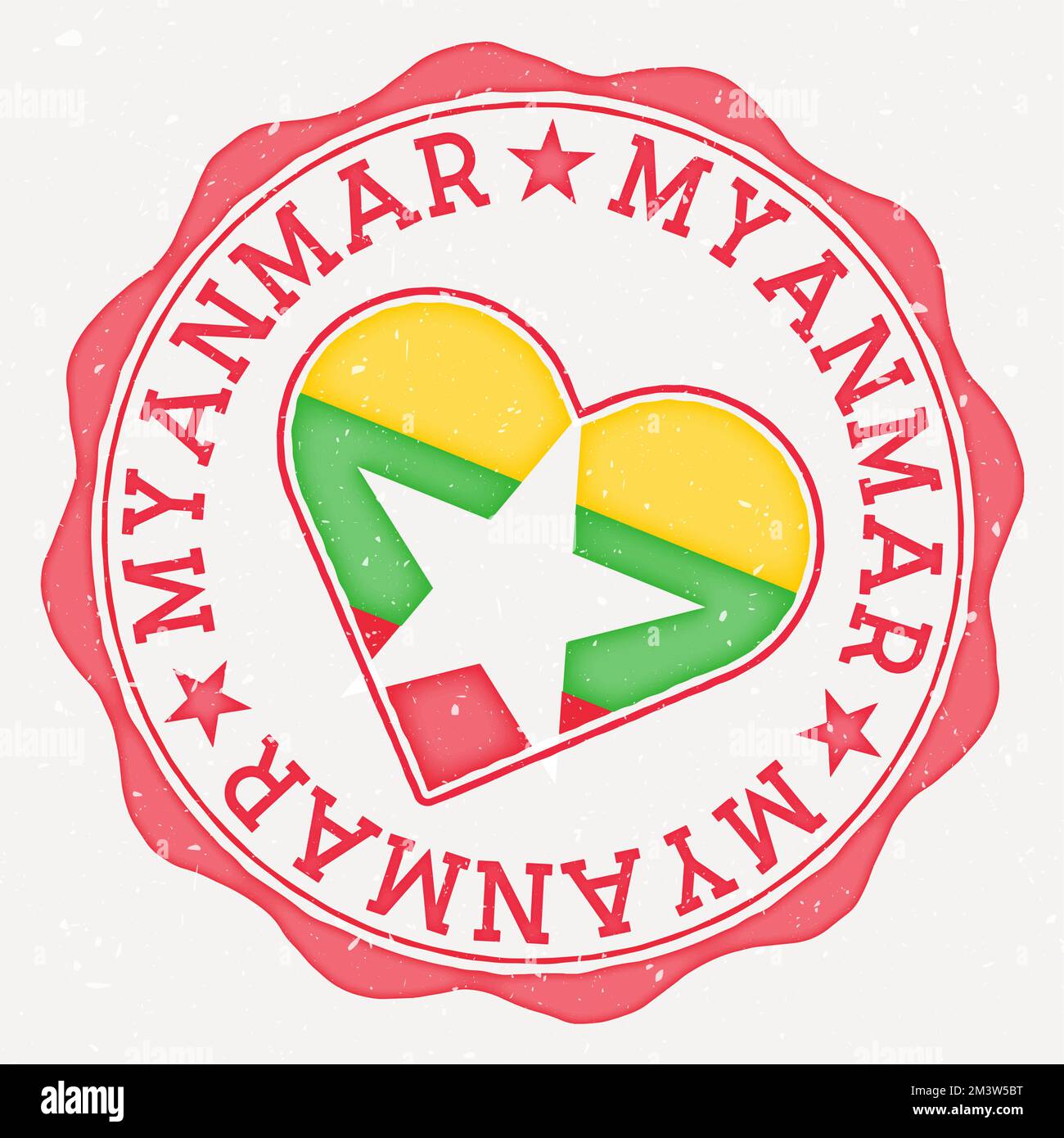 Myanmar heart flag logo. Country name text around Myanmar flag in the ...