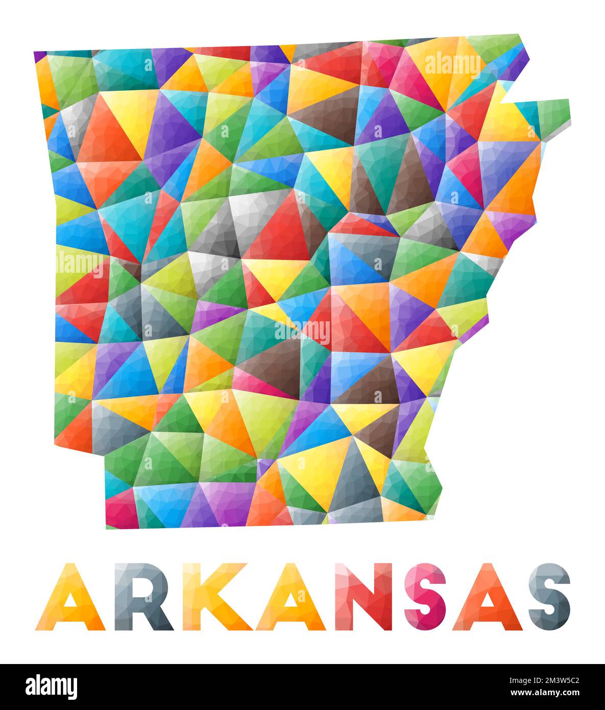 Arkansas - colorful low poly US state shape. Multicolor geometric ...