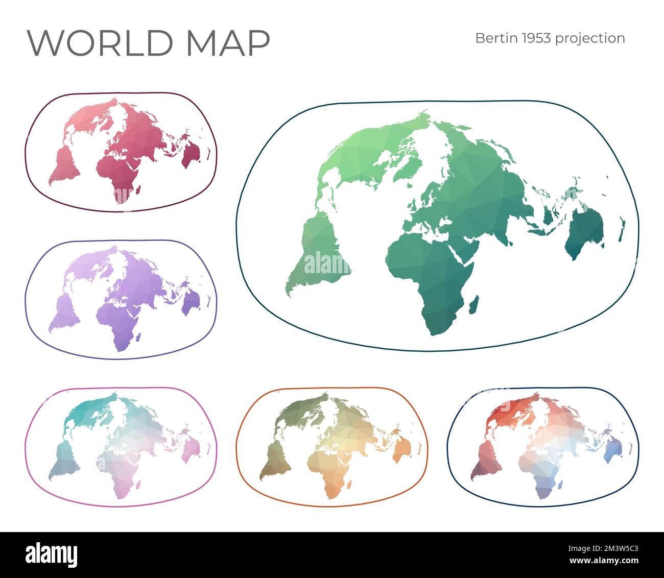 Low Poly World Map Set. Jacques Bertin's 1953 projection. Collection of ... Low Poly World Map Set. Jacques Bertin's 1953 projection. Collection of ...