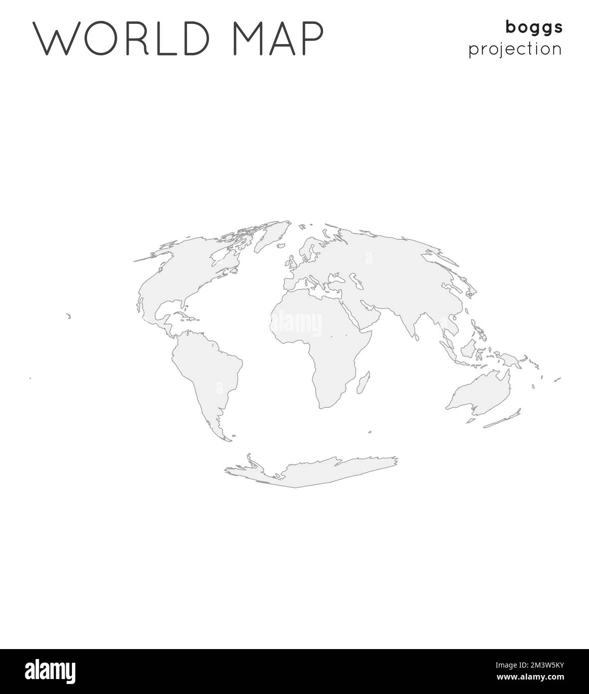 World Map Globe In Boggs Projection Plain Style Outline Vector Illustration Stock Vector