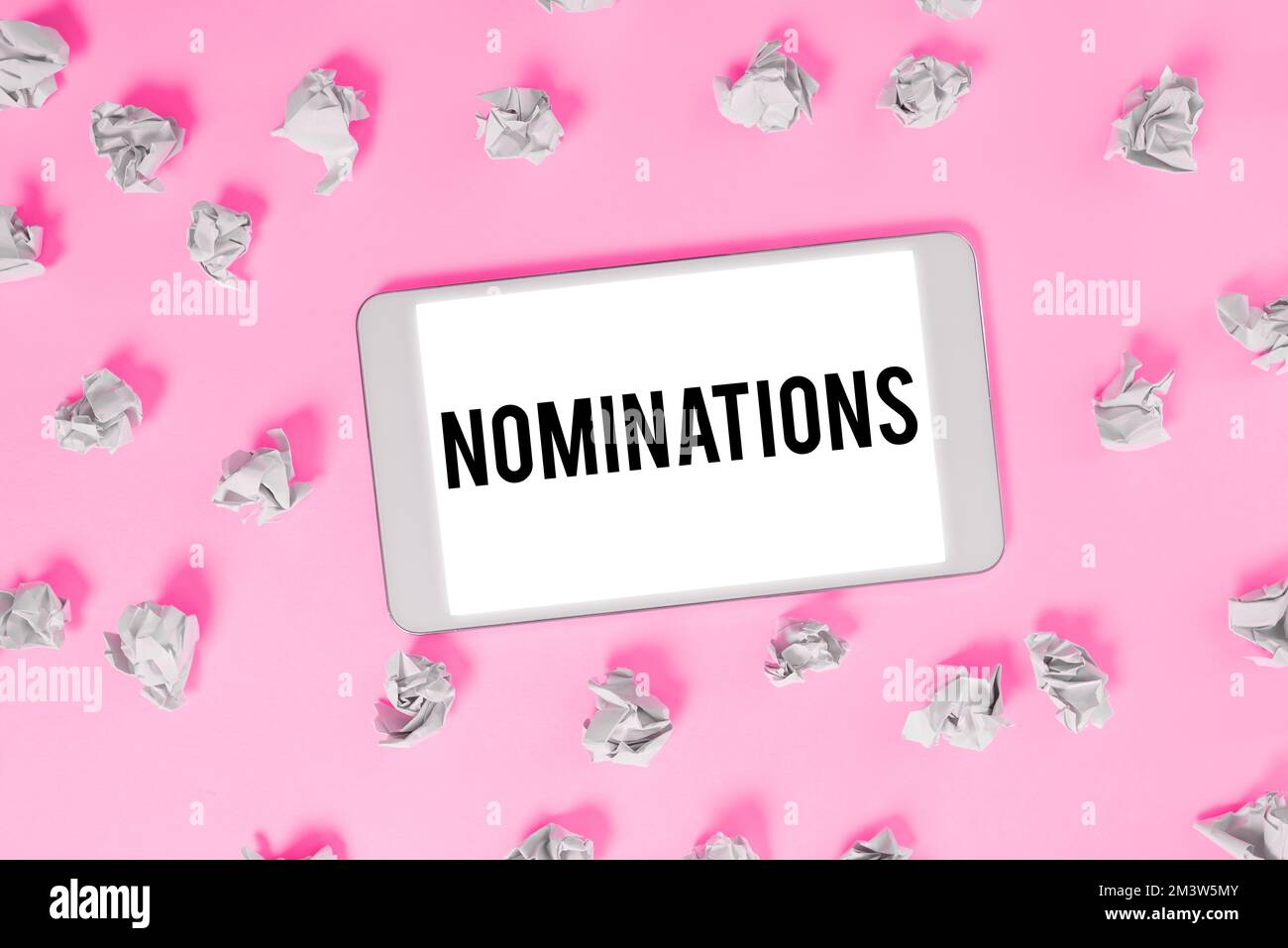 Hand writing sign Nominations. Word Written on the act of officially ...