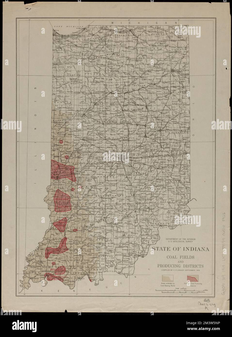 State of Indiana coal fields and producing districts , Coal, Indiana ...