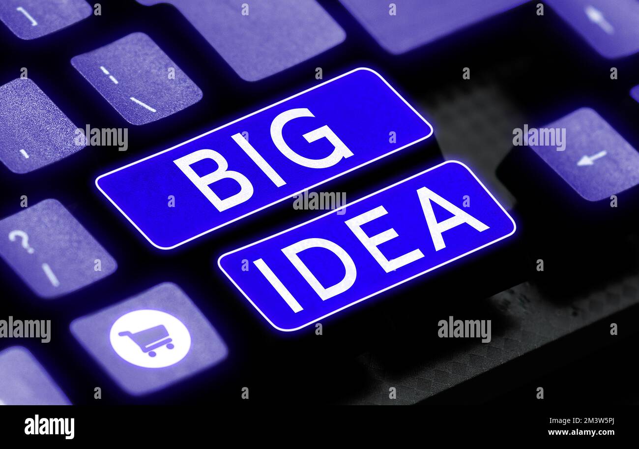 Text sign showing Big Idea, Business showcase Having great creative ...