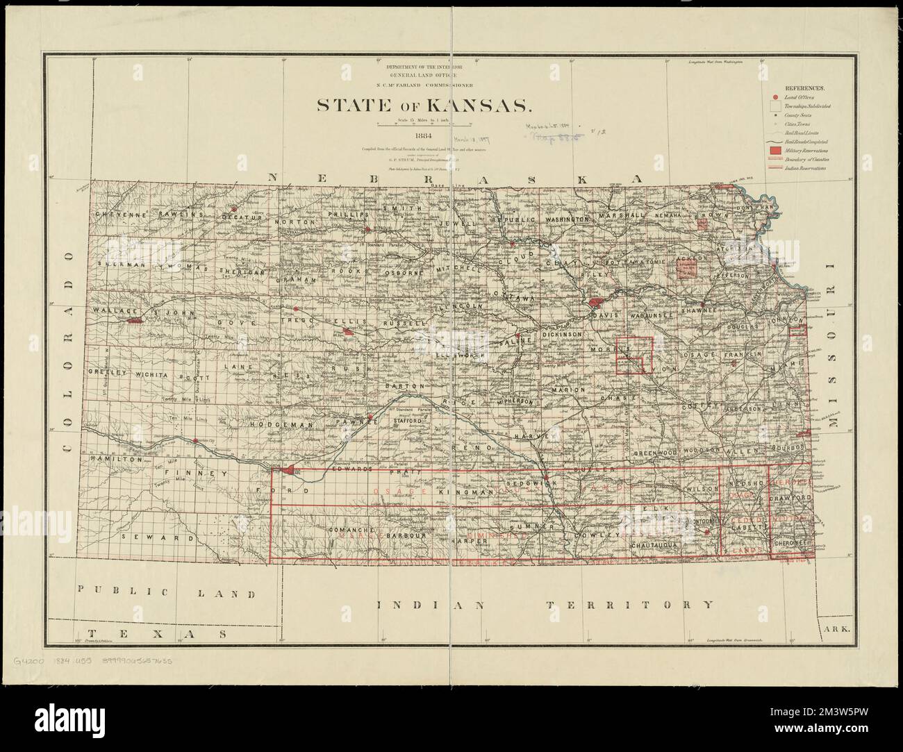 State of Kansas , Railroads, Kansas, Maps Norman B. Leventhal Map ...