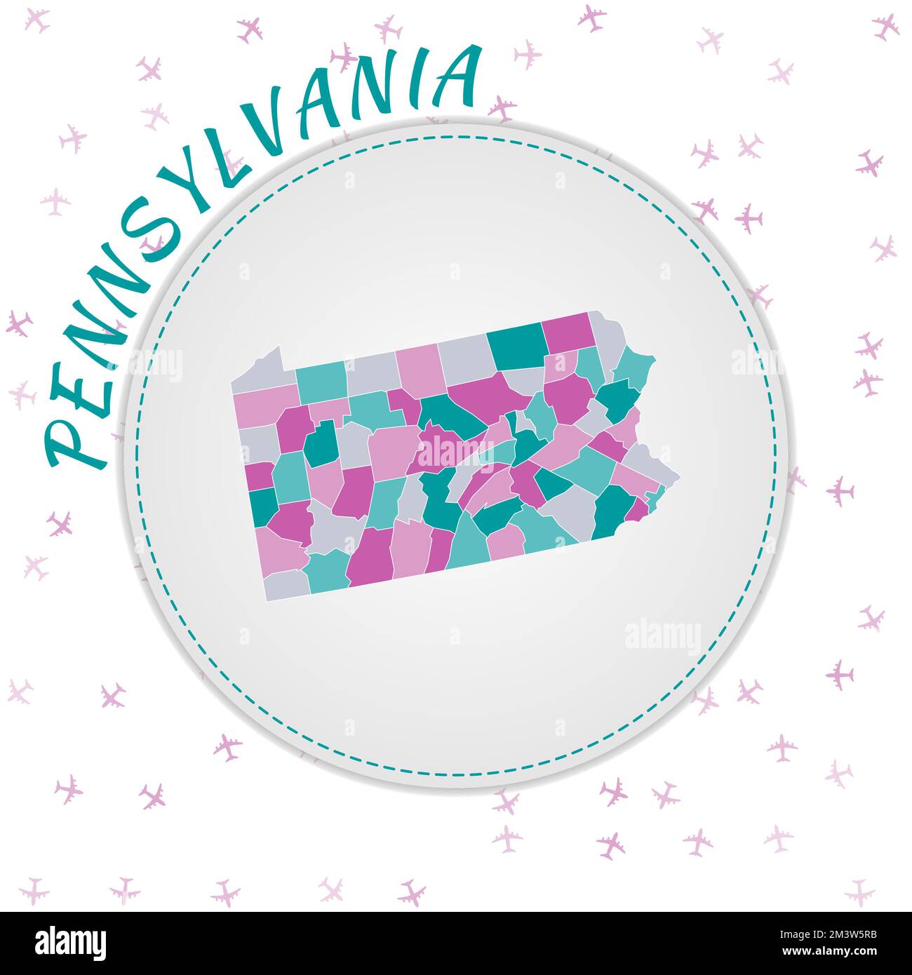 Pennsylvania map design. Map of the US state with regions in emerald ...