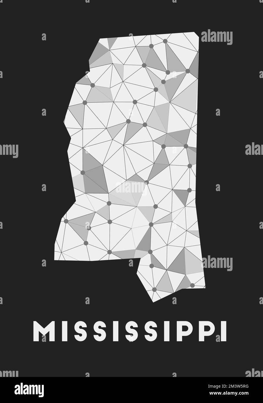 Mississippi - communication network map of US state. Mississippi trendy ...