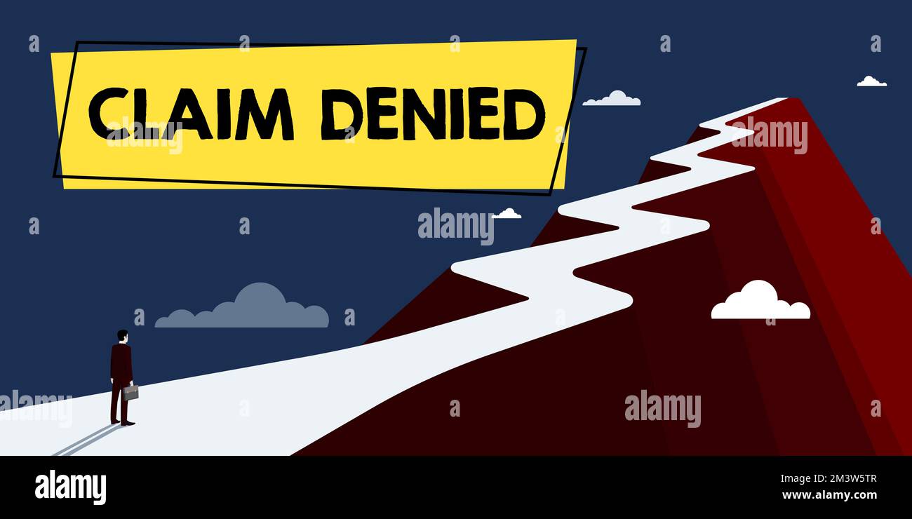 Hand writing sign Claim Denied. Business showcase Requested ...