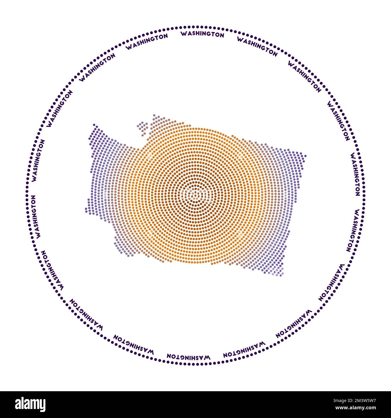 Washington round logo. Digital style shape of Washington in dotted ...