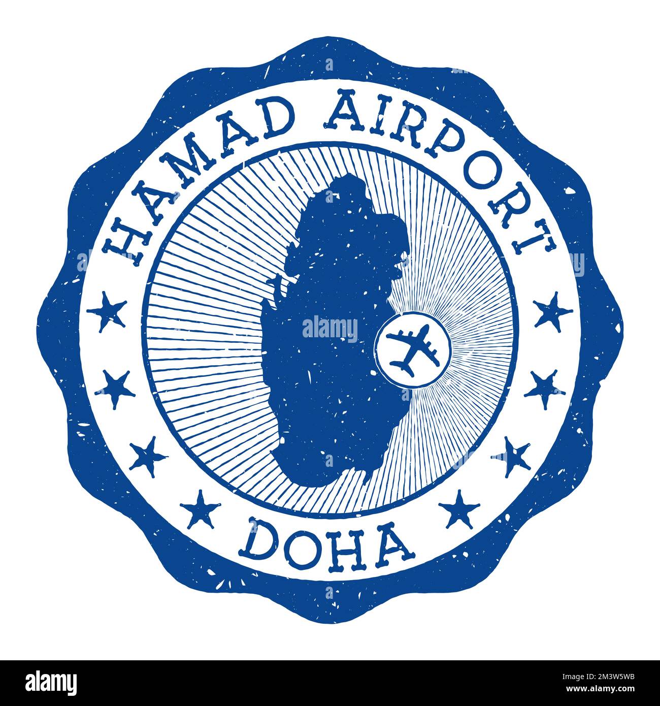 Hamad Airport Doha stamp. Airport of Doha round logo with location on ...