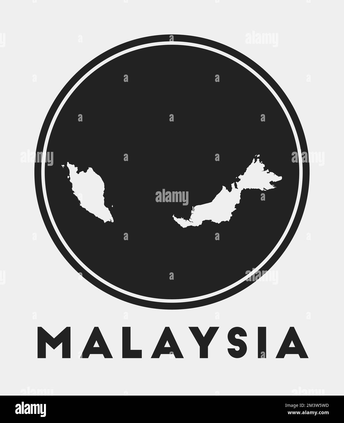 Malaysia icon. Round logo with country map and title. Stylish Malaysia ...