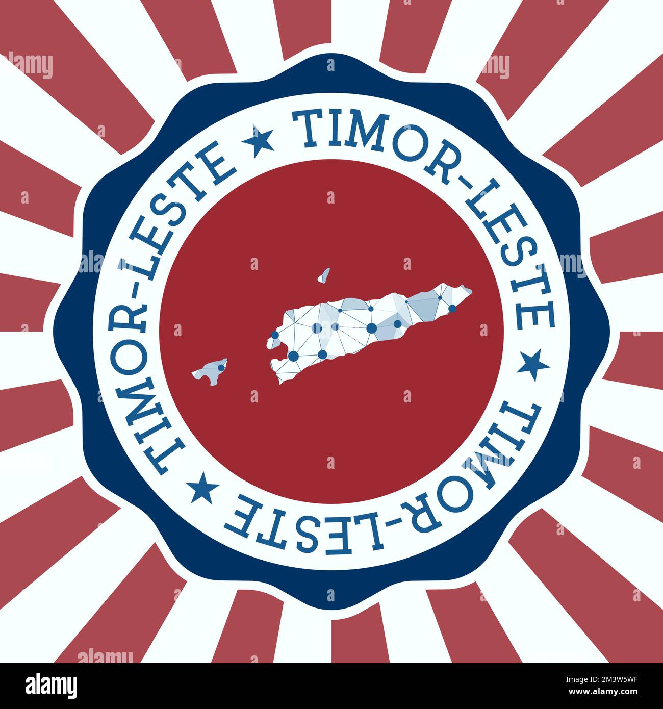 Timor-Leste Badge. Round logo of country with triangular mesh map and ...