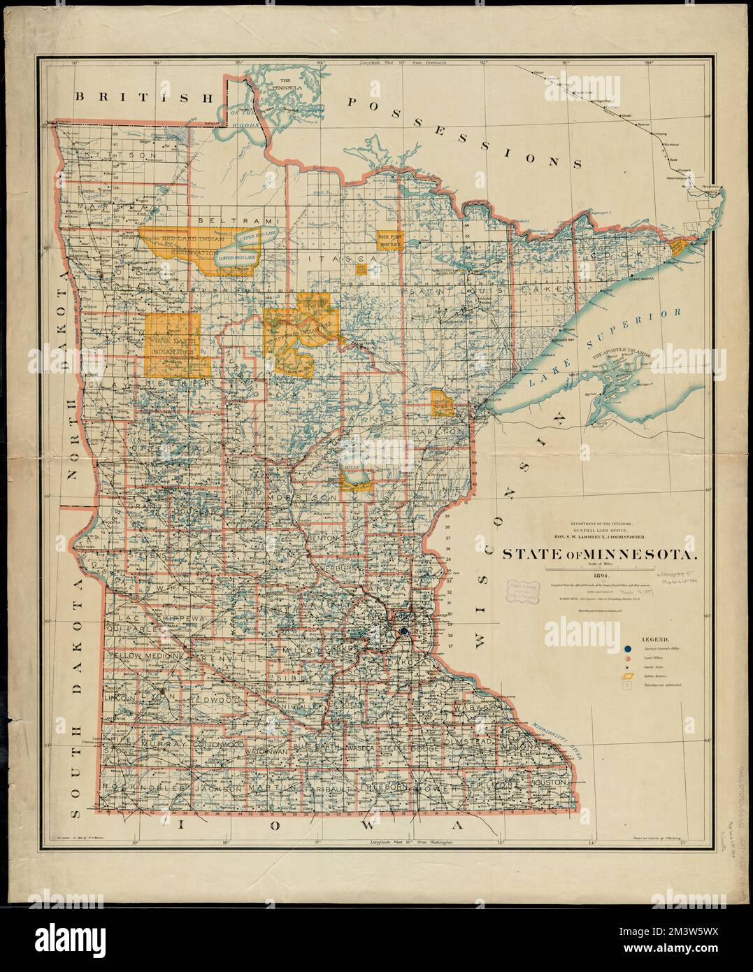 State of Minnesota , Minnesota, Maps, 1894 Norman B. Leventhal Map ...