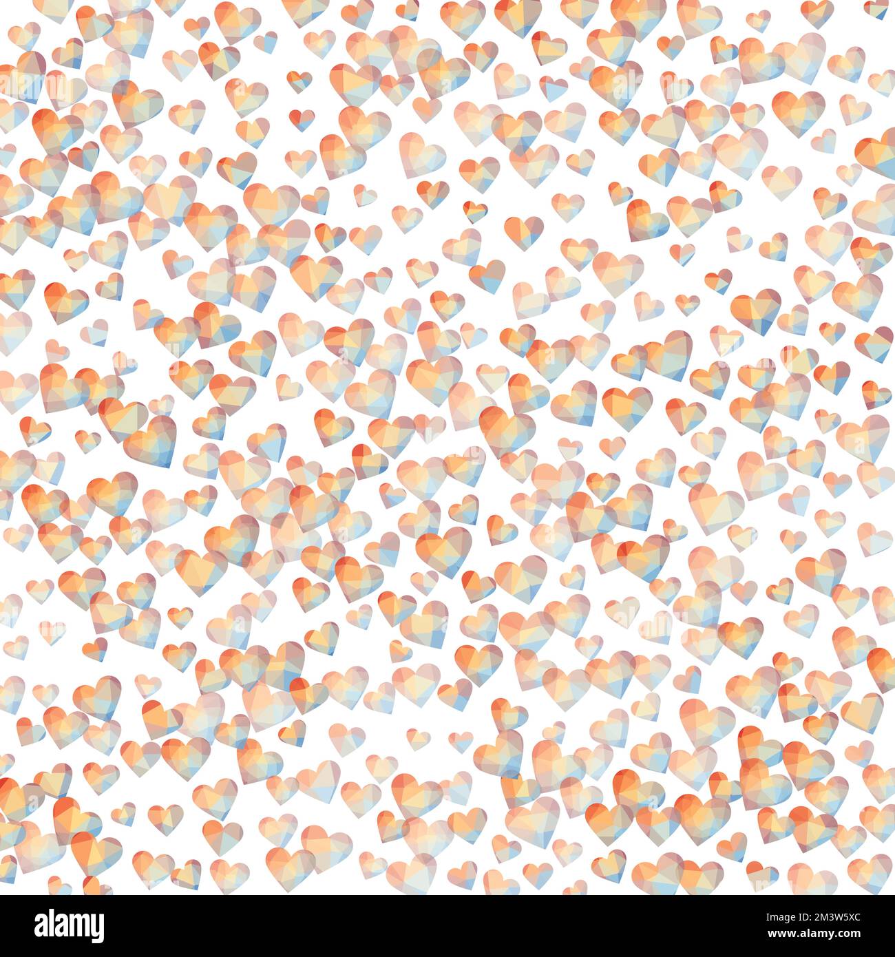 Low poly hearts confetti. Red, yellow, and blue polygonal hearts in ...