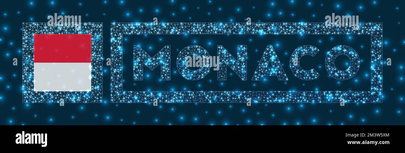 Monaco badge. Flag of Monaco in glowing network geometric style ...